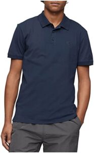 calvin klein men’s smooth cotton monogram logo polo shirt, dark sapphire, large