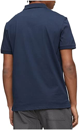 Calvin Klein Men's Smooth Cotton Monogram Logo Polo Shirt, Dark Sapphire, Large