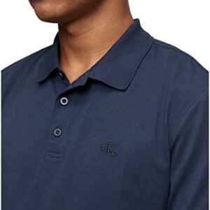 Calvin Klein Men's Smooth Cotton Monogram Logo Polo Shirt, Dark Sapphire, Large