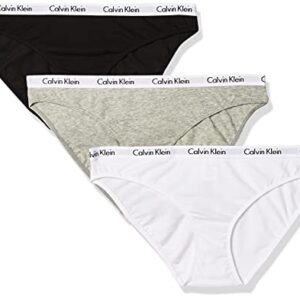 Calvin Klein Carousel Logo Cotton Stretch Women Bikini Panties, Multipack,3 pack, Black/White/Grey Heather, Medium