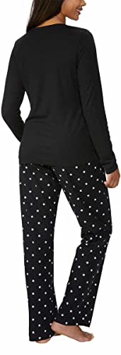 Calvin Klein Womens 2 Piece Fleece Pajama Set Black