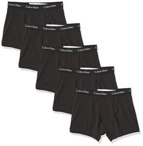 calvin klein men’s cotton stretch 5-pack trunk, 5 black, l