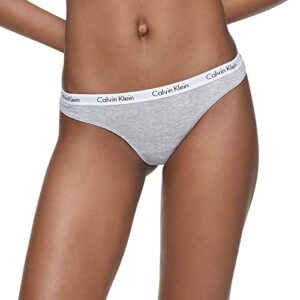 Calvin Klein Women's Carousel Logo Cotton Thong Panty, Black/White/Grey Heather, Medium