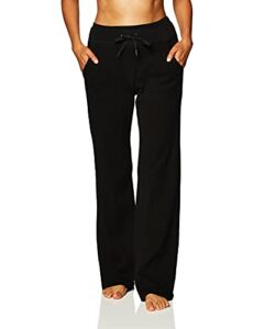 calvin klein women’s premium performance thermal wide leg pant, black, x-large