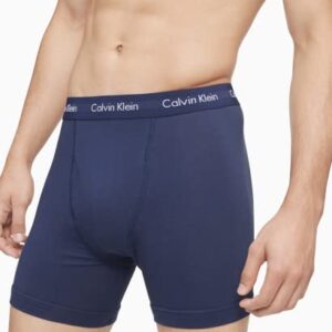 Calvin Klein Men's Cotton Stretch 3-Pack Boxer Brief, Black, Blue Shadow, Cobalt Water, M