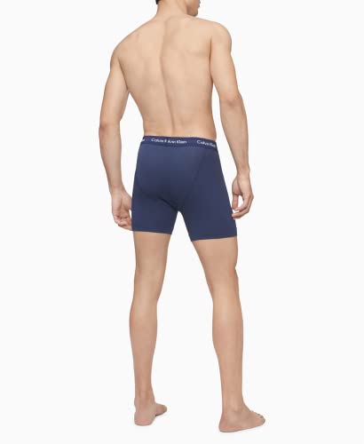 Calvin Klein Men's Cotton Stretch 3-Pack Boxer Brief, Black, Blue Shadow, Cobalt Water, M