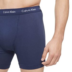 Calvin Klein Men's Cotton Stretch 3-Pack Boxer Brief, Black, Blue Shadow, Cobalt Water, M