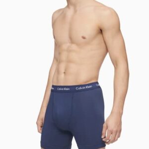 Calvin Klein Men's Cotton Stretch 3-Pack Boxer Brief, Black, Blue Shadow, Cobalt Water, M