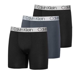 calvin klein mens 3 pack chromatic microfiber boxer briefs (black/grey/black, large)