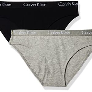 Calvin Klein Women's Motive Cotton Multipack Bikini Panty, Black/Gray Heather, L