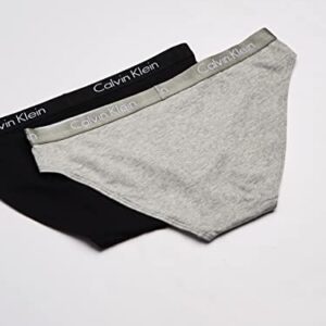 Calvin Klein Women's Motive Cotton Multipack Bikini Panty, Black/Gray Heather, L