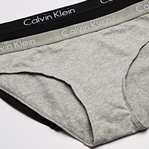 Calvin Klein Women's Motive Cotton Multipack Bikini Panty, Black/Gray Heather, L