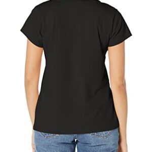 Calvin Klein Women's Soft Ck Logo Splatter Foil Sparkly Cotton Span Jersey Everyday T Shirt, Black, Large