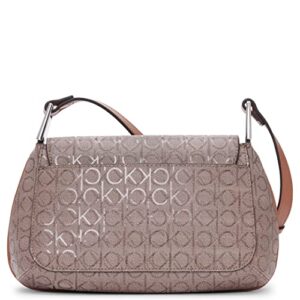 Calvin Klein Charlie Flap Crossbody, Almond/Taupe/Caramel