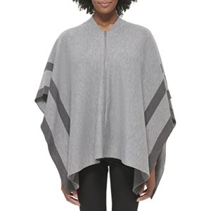 calvin klein women’s warm stripe zip detail poncho, heg combo, one size