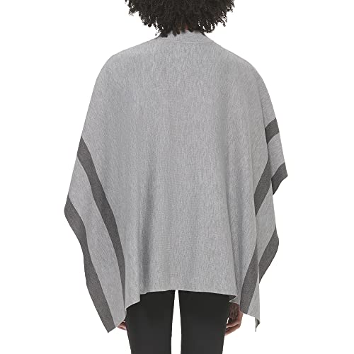 Calvin Klein Women's Warm Stripe Zip Detail Poncho, HEG Combo, One Size