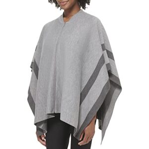 Calvin Klein Women's Warm Stripe Zip Detail Poncho, HEG Combo, One Size