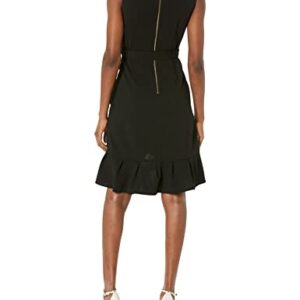 Calvin Klein Women's Sleeveless Cocktail Dress with Wrapping Flounce Hem, Black, 12