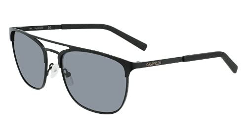 Calvin Klein Men's CK20123S Square Sunglasses, Matte Black/Solid Smoke, One Size