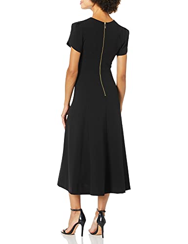 Calvin Klein Women's Tulip Sleeve A-Line Midi Dress, Black, 14