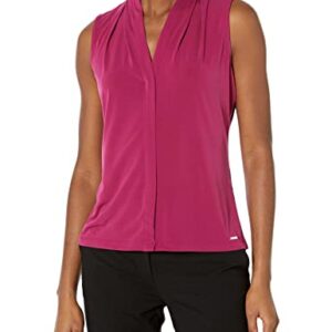 Calvin Klein Women's Solid V-Neck Cami, Mulberry, Large