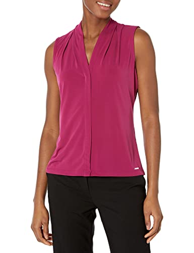 Calvin Klein Women's Solid V-Neck Cami, Mulberry, Large