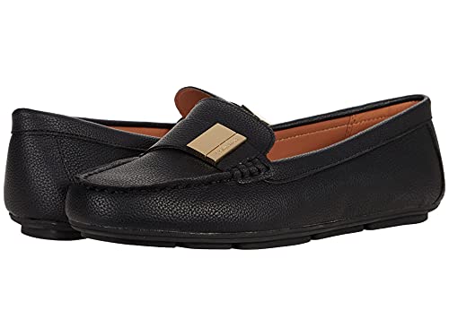 Calvin Klein Women's Lisa Loafer Flat, Black Leather 001, 7.5