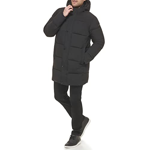 Calvin Klein Men's Long Stretch Puffer Jacket, Ebony, Large