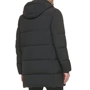 Calvin Klein Men's Long Stretch Puffer Jacket, Ebony, Large