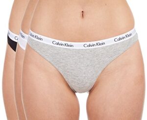 calvin klein carousel 3-pack thong black/white/grey heather sm (women’s 4-6)