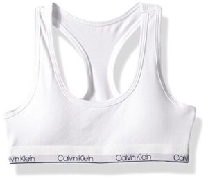 calvin klein girls’ big modern cotton molded bralette, classic white, x-large