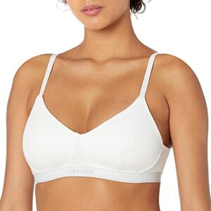 calvin klein women’s pure ribbed lightly lined bralette, white, m