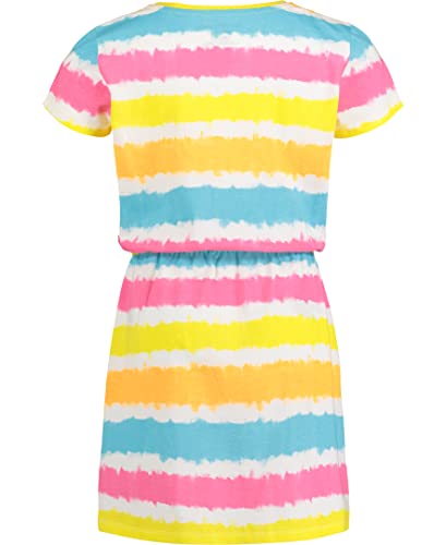 Calvin Klein Girls' Short Sleeve Jersey Dress With Elastic Cinched Waist, White Tie Dye, 12-14