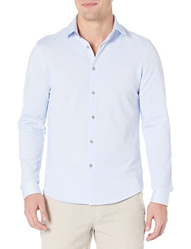 Calvin Klein Men's Dress Shirt Extreme Slim Fit Stain Shield, Light Blue, Medium