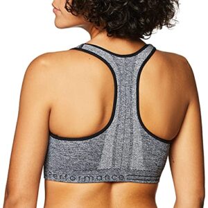 Calvin Klein Women's Premium Performance Moisture Wicking Medium Impact Reversible Sports Bra, Heather Grey Black