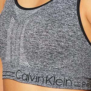 Calvin Klein Women's Premium Performance Moisture Wicking Medium Impact Reversible Sports Bra, Heather Grey Black