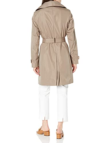 Calvin Klein Women's Single Breasted Belted Rain Jacket with Removable Hood, Owl, X-Small