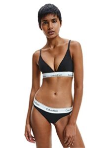 calvin klein women’s xs-xl modern cotton thong panty, black, small