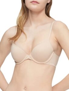 calvin klein perfectly fit lightly lined t-shirt bra with memory touch, bare, 34b