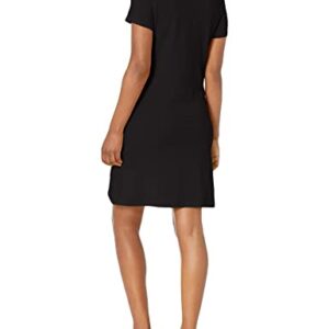 Calvin Klein Women's Everyday Short Sleeve Midi Logo T-Shirt Dress, Black, X-Large