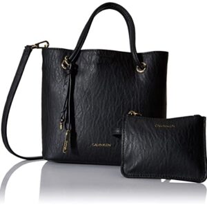 Calvin Klein Gabrianna Bubble Lamb Mini Tote Crossbody, Black/Gold