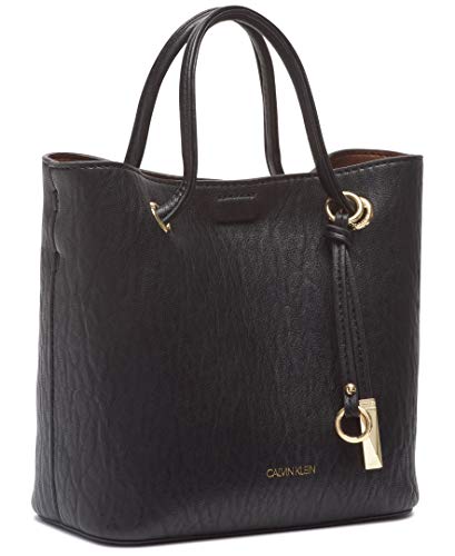 Calvin Klein Gabrianna Bubble Lamb Mini Tote Crossbody, Black/Gold