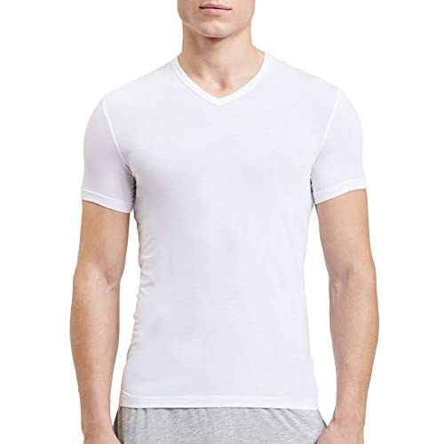 Calvin Klein Men's Ultra-Soft Modal Lounge Short Sleeve V-Neck Undershirt , White, M