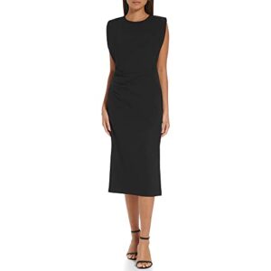 calvin klein string shoulder cinched dress black 12