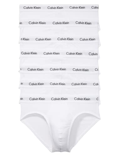 Calvin Klein Men's Cotton Stretch 7-Pack Hip Brief, White, M