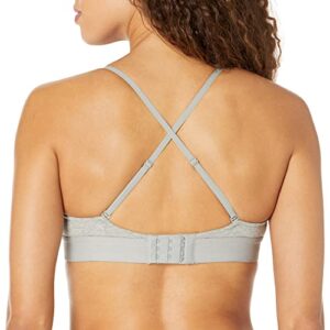 Calvin Klein Women's Embossed Icon Lightly Lined Triangle Wireless Bralette, Grey Heather, Medium