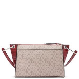 Calvin Klein Reyna Crossbody, Almond/Taupe/Bloodstone Logo