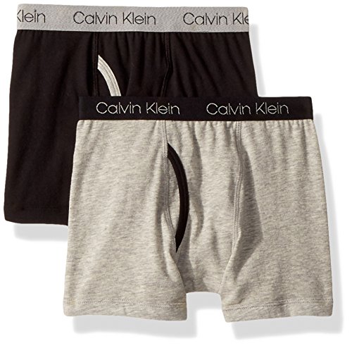 Calvin Klein Boys' Assorted Boxer Briefs (Pack of 2), New Black/Heather Gray, Extra-Small (4/5)