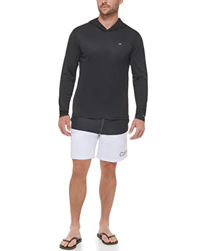 Calvin Klein Men's Standard Quick Dry UPF 40+ Hoodied Top, Black, Medium