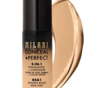 Milani Conceal + Perfect 2-in-1 Foundation + Concealer - Golden Beige (1 Fl. Oz.) Cruelty-Free Liquid Foundation - Cover Under-Eye Circles, Blemishes & Skin Discoloration for a Flawless Complexion